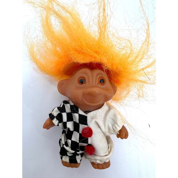 Russ | Toys | Vintage Lucky Troll Doll Orange Hair Gold Eyes Clown ...